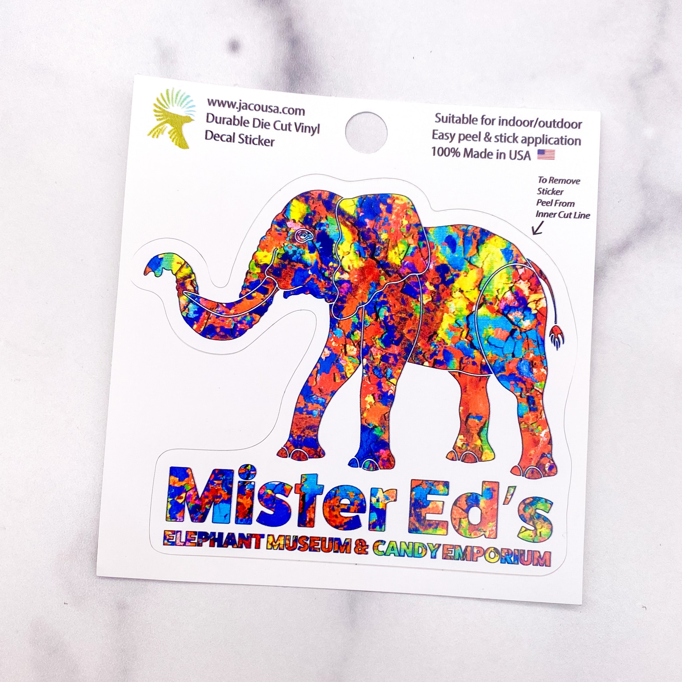 Tie-Dye Elephant 4' Vinyl Decal – Mister Ed's Elephant Museum & Candy ...