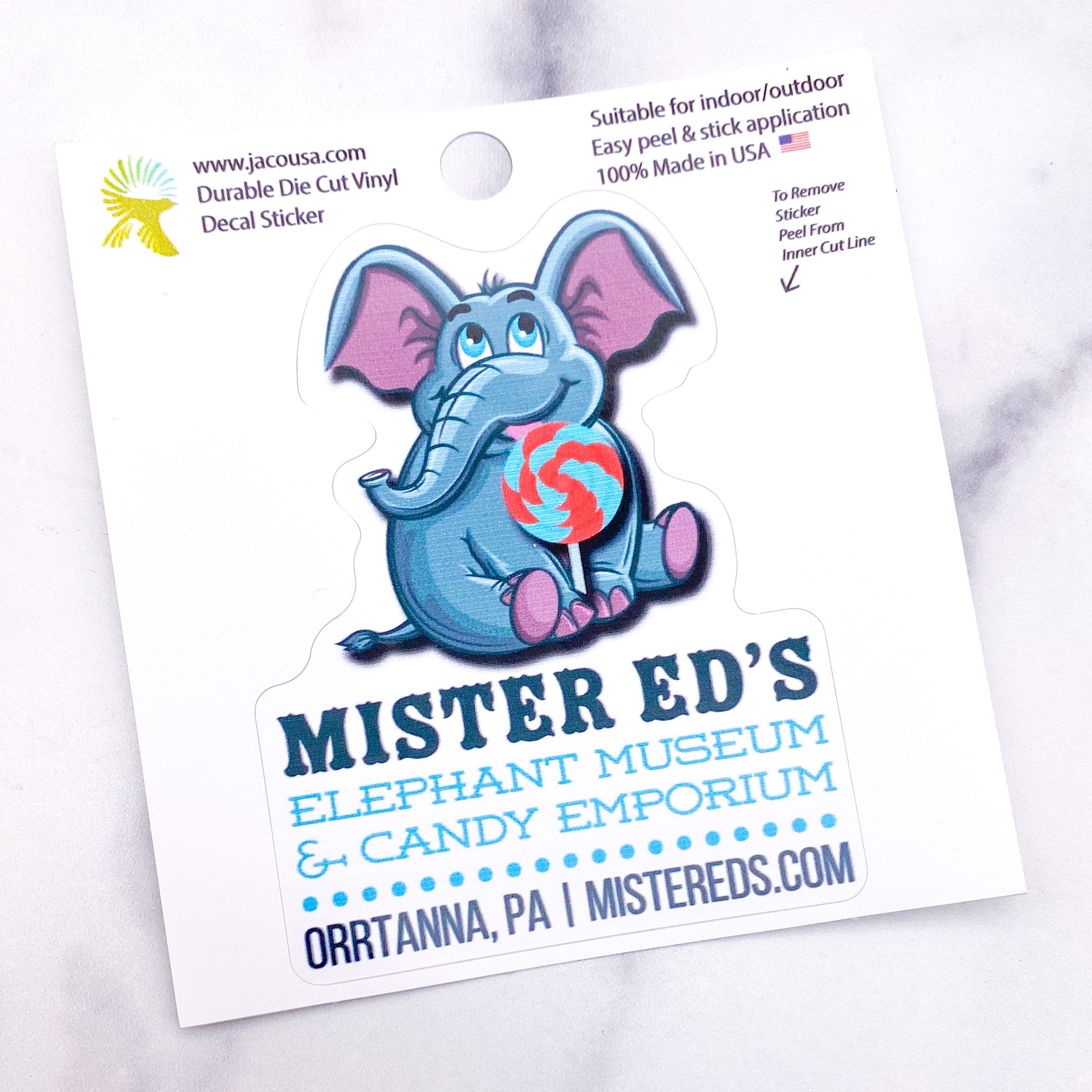 Mister Eds Logo Vinyl Sticker – Mister Ed's Elephant Museum & Candy ...